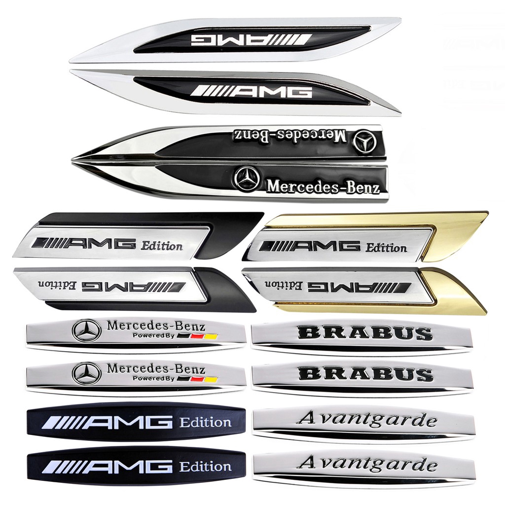 2pcs Brabus AMG Avantgarde Metal Car Side Sticker Auto Rear Emblem ...