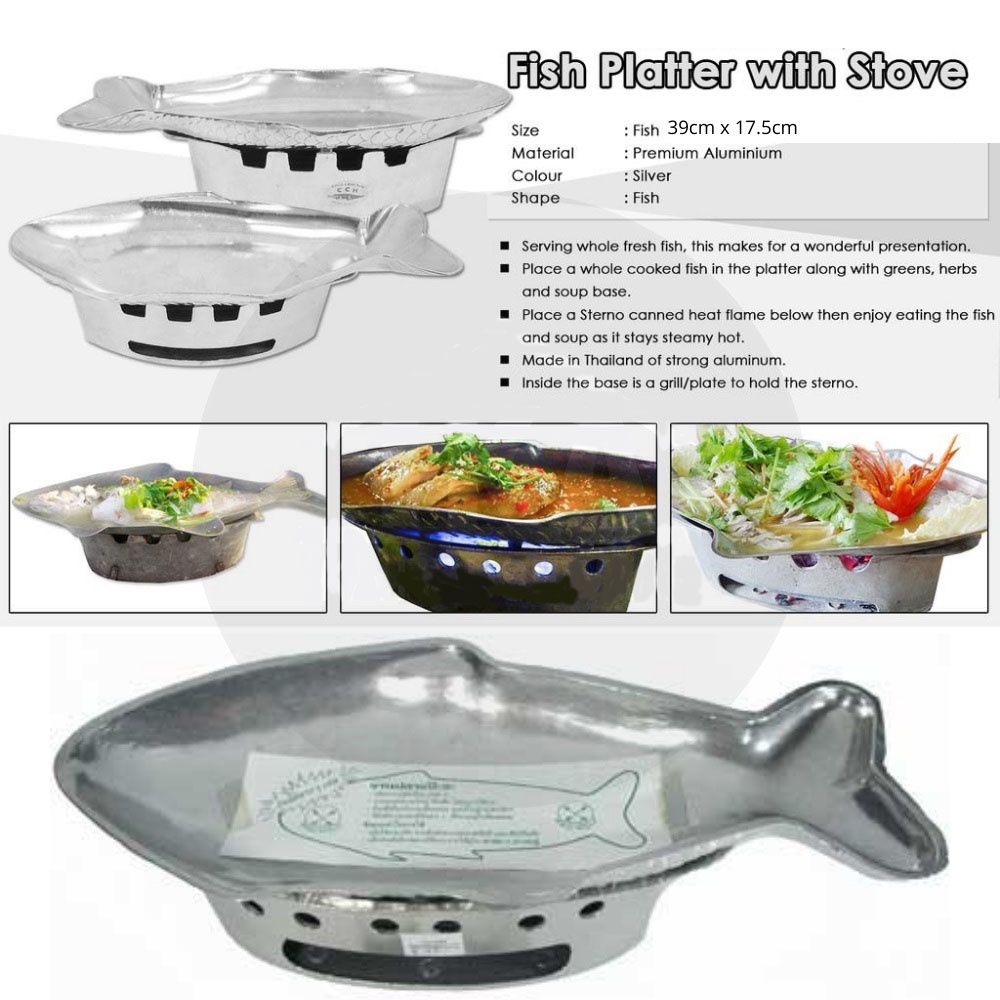 Aluminium Thai Style Fish Platter Steam Fish with Stove Fire Keep Warm ...