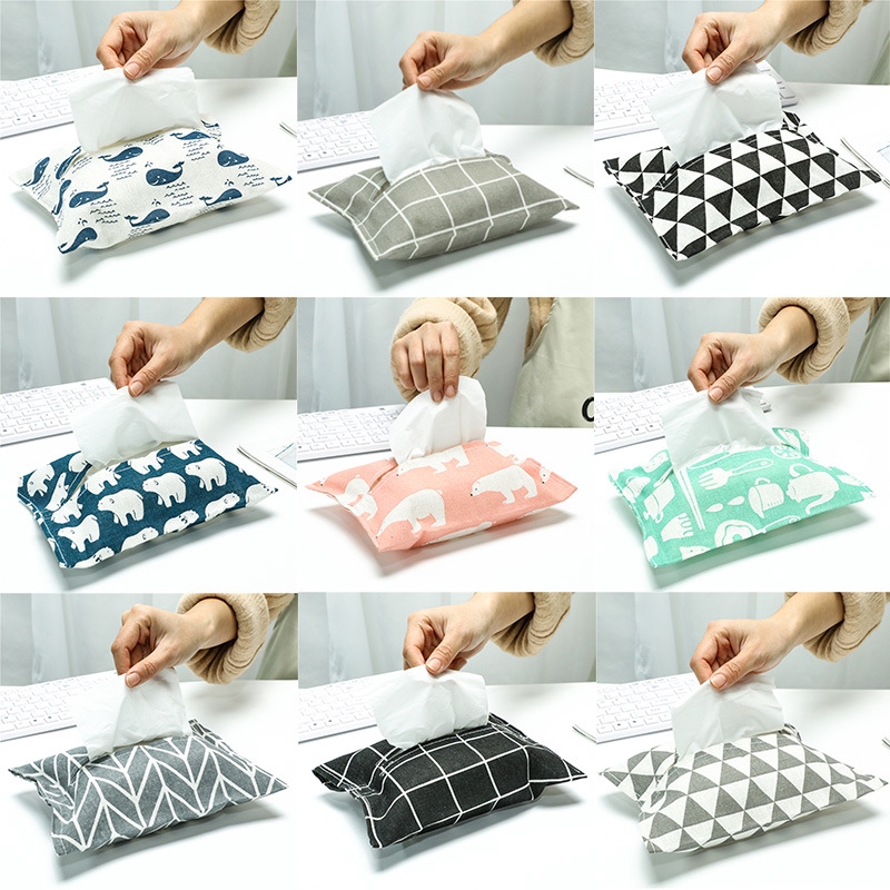 Ready stock nordic Tissue Box Cotton Linen Car Tissue Box Fabric Tissue ...