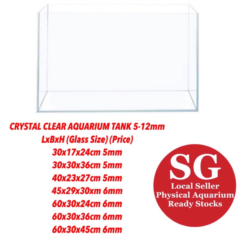CRYSTAL CLEAR AQUARIUM TANK 5-12mm LxBxH (Glass Size) (Price ...