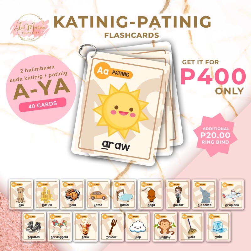 KATINIG PATINIG FLASHCARDS Educational Laminated Flashcards Tagalog Filipino Flashcards Toys ...