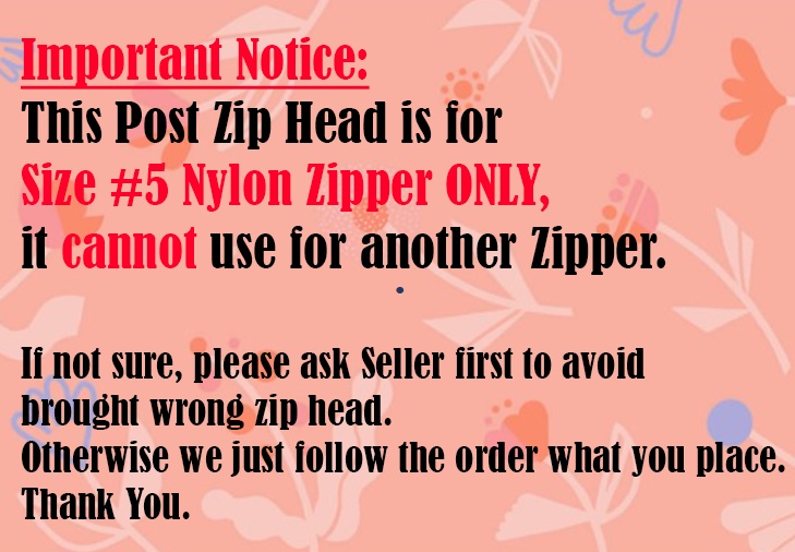 Solid Zip Head for Size 5/5v NYLON Zipper nylon zip (NOT Include Zipper ...