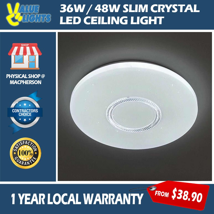 36W / 48W Slim Crystal LED Ceiling Light | Shopee Singapore