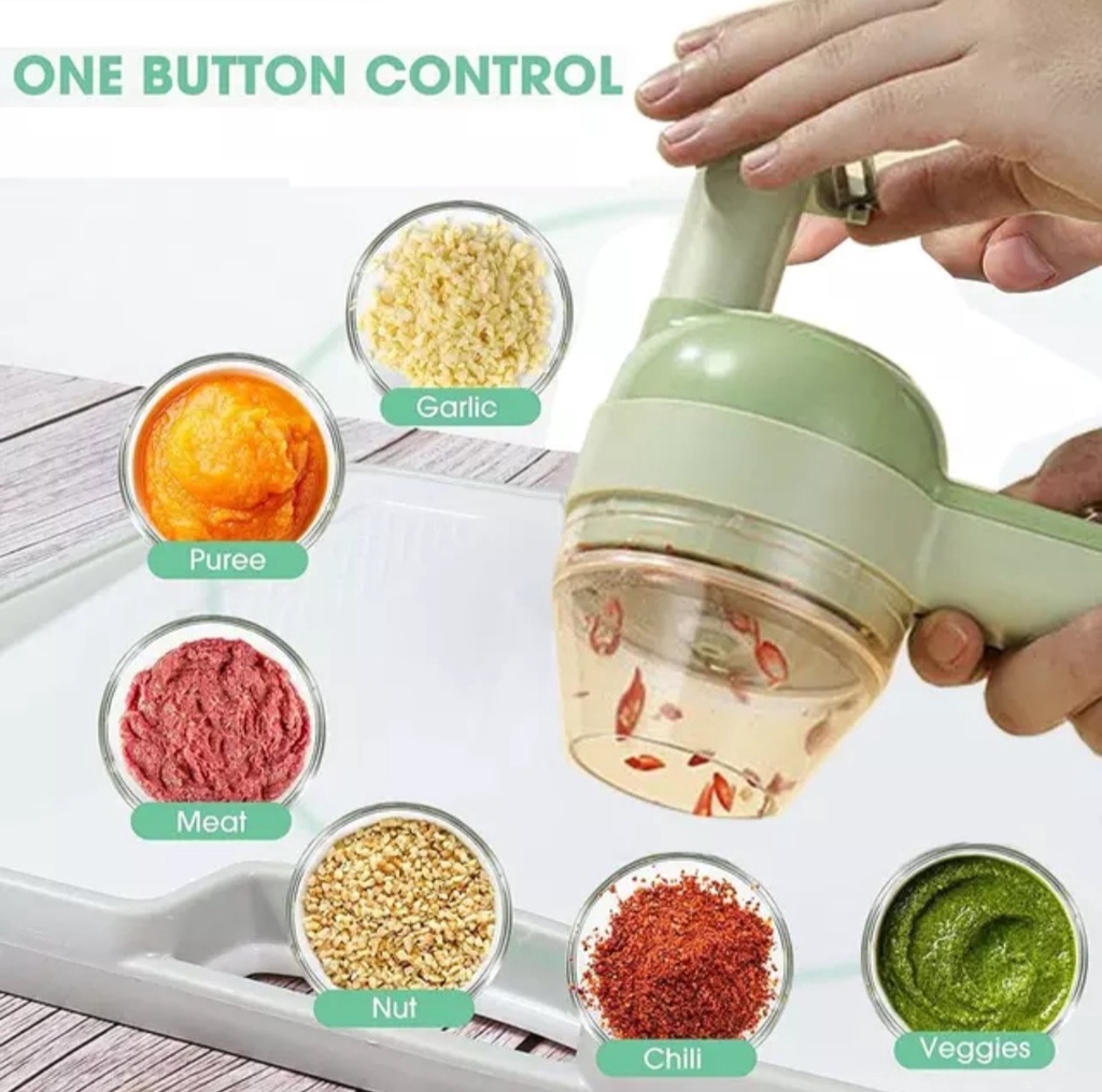 4 in 1 Handheld Electric Vegetable Cutter Shredder Ginger Masher ...