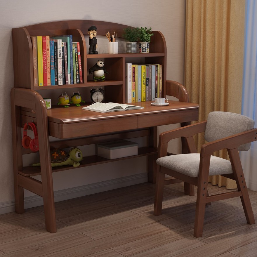 Solid Wood Computer Desk Home Office Desk Student Study Table With ...