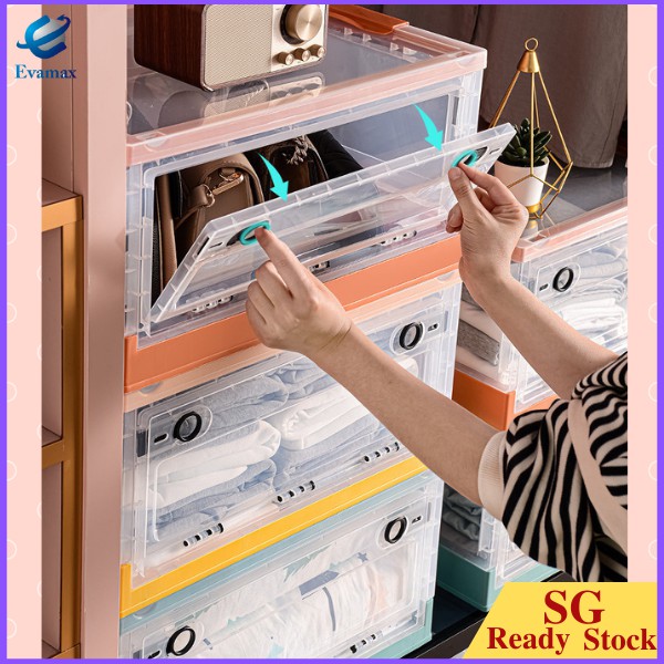 Foldable Side Open Stackable Storage Box Anti-dust Box with wheels ...