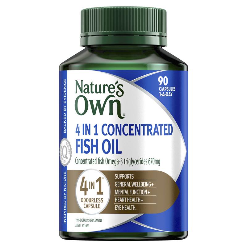 Nature's Own 4 in 1 Concentrated Fish Oil 90 Capsules - Exp05/23 with ...