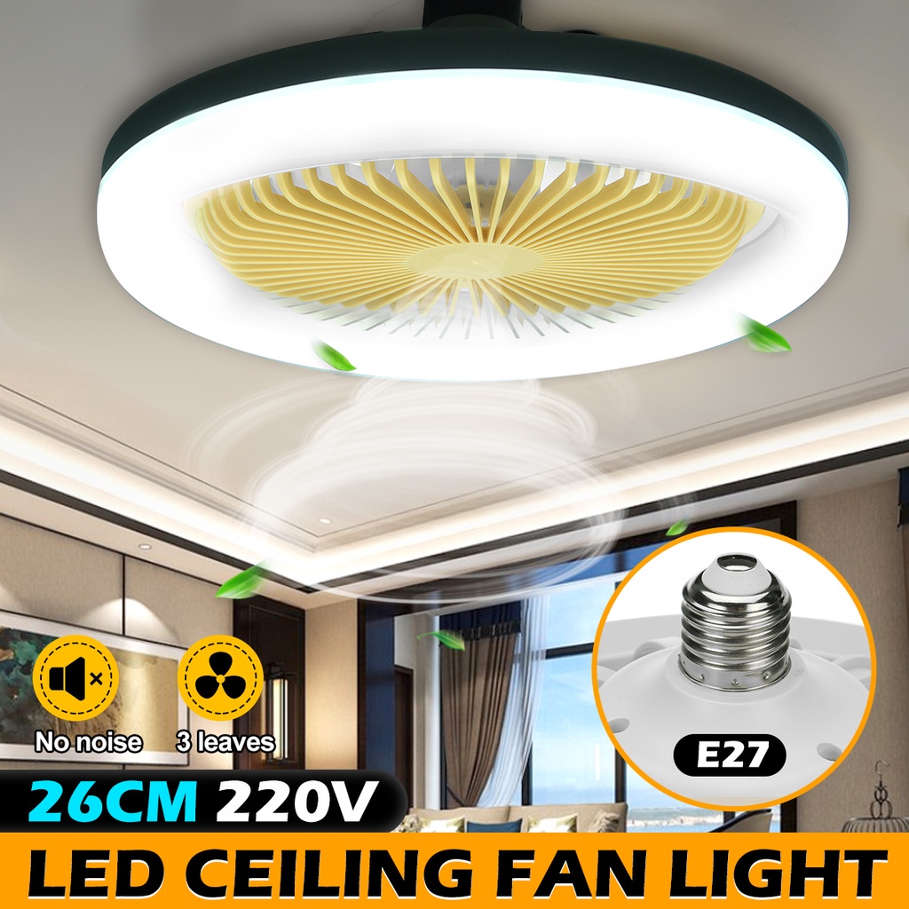 220v E27 Wireless Connection Ceiling Fan with Light Living Room E27 ...