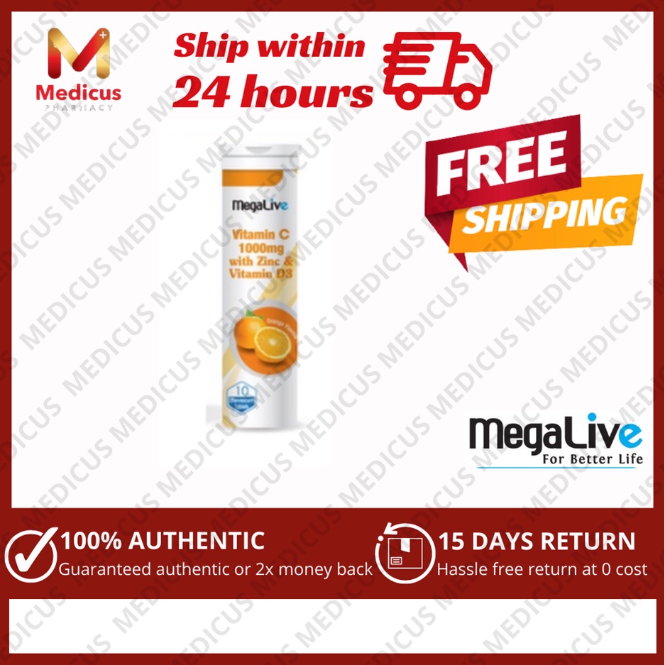 MegaLive Vitamin C 1000mg Effervescent Tablet (Exp: 11/2026) | Shopee Singapore