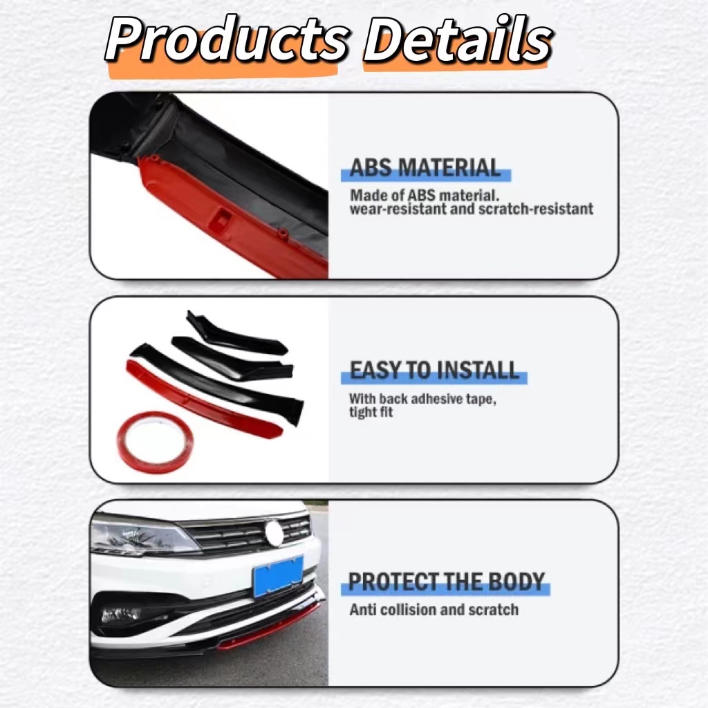 New Design 4Pcs Universal Car Front Bumper Lip Spoiler Splitter Body ...