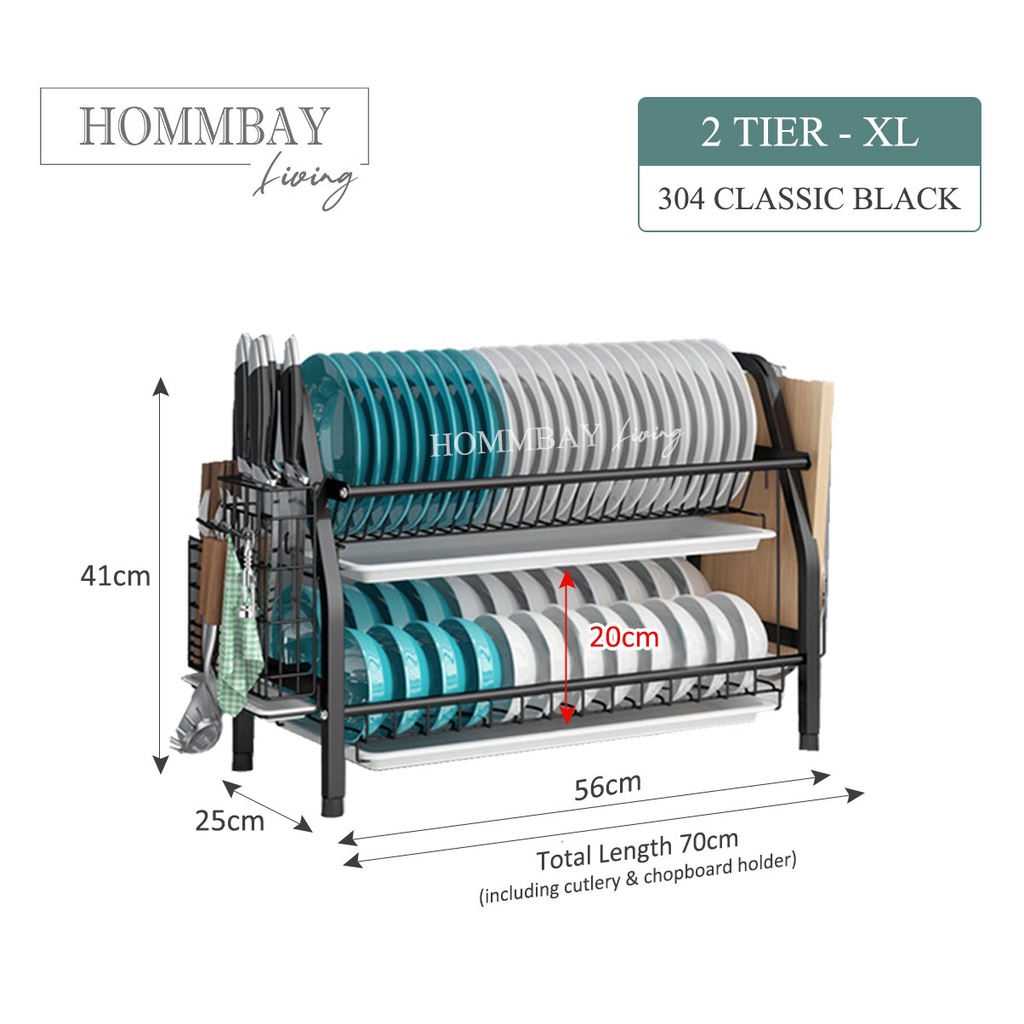 HOMMBAY Kitchen Dish Rack [ 304 Stainless Steel ] 2 and 3 Tier Kitchen ...