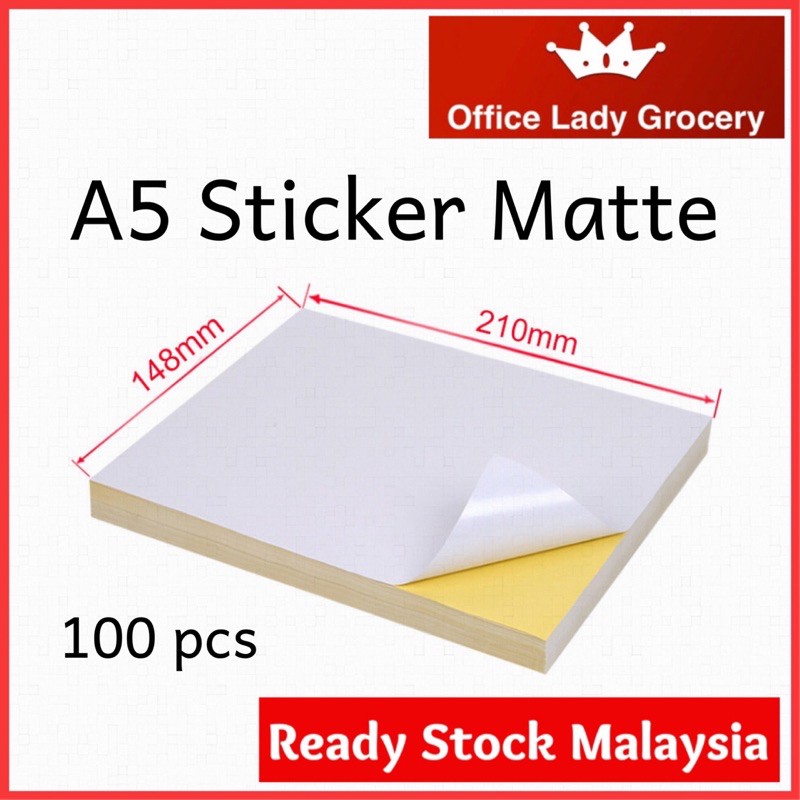 A5 Sticker Plain Matte 100 Pieces Consignment Note Shipping Sticker ...