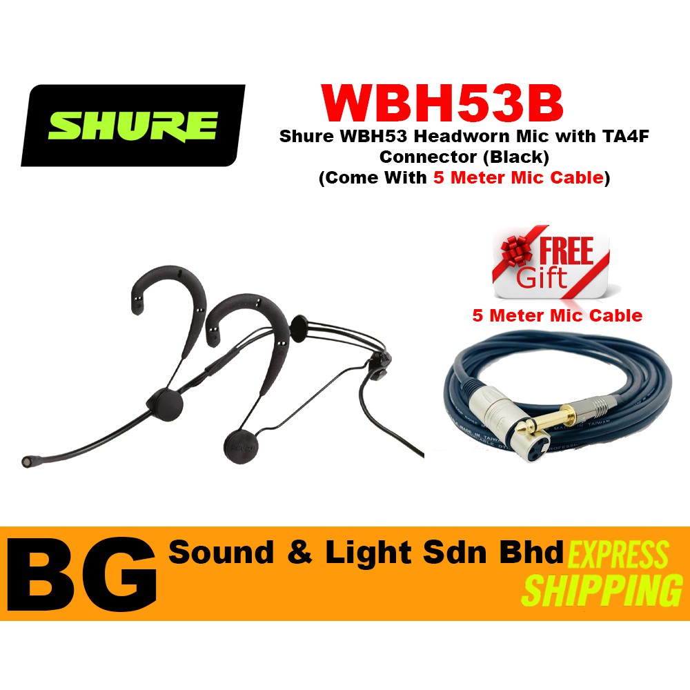 [SHIP OUT EVERYDAY]Shure WBH53 Headworn Mic with TA4F Connector (Black ...