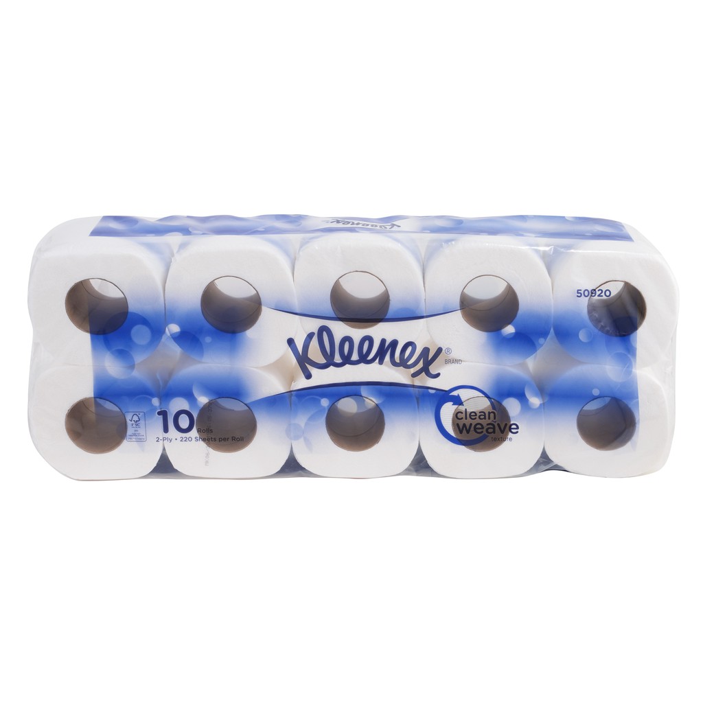 Kleenex Standard Roll Toilet Tissue 2 Ply 50920 - White (10 Rolls x 220 ...