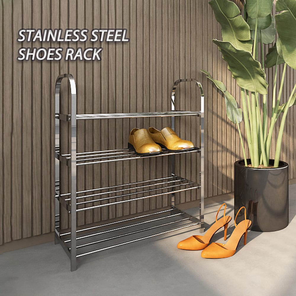 NEW IMPROVED! Modern Space Saving 4 Tier Stainless Steel Shoe Storage ...