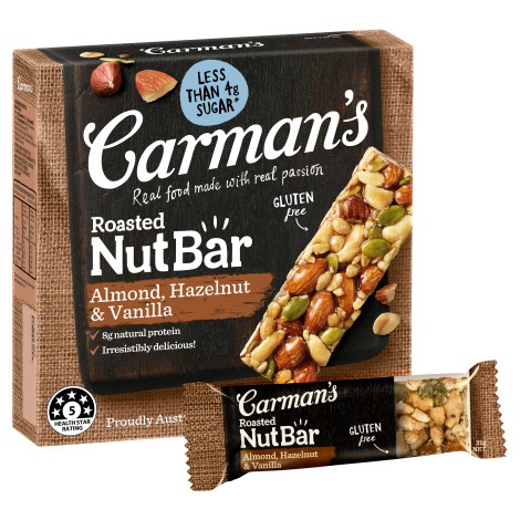 Carman's Roasted Nut Bar Almond, Hazelnut &Vanilla/ Almond, Cashew ...