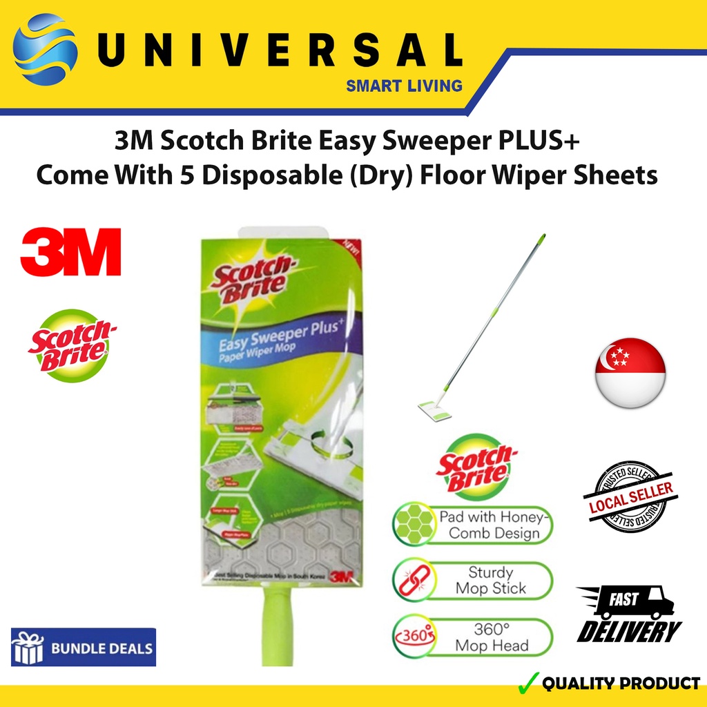 [SG SHOP SELLER] 3M Scotch Brite Easy Sweeper PLUS+ Come With 5 ...