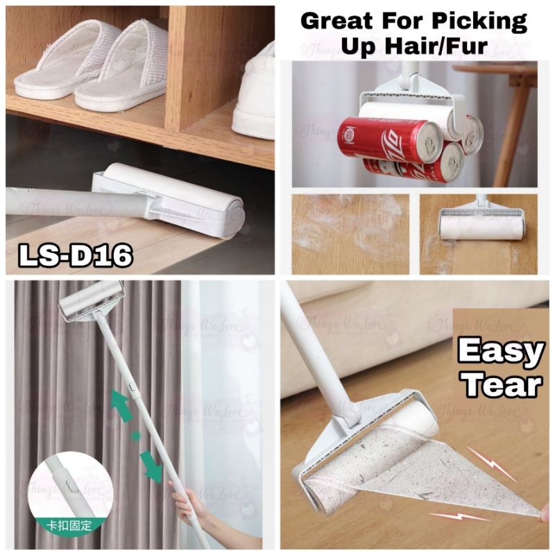 [SG SELLER] (LSD-16) Sticky Roller Long Cleaning Stick Pick Up Hair ...