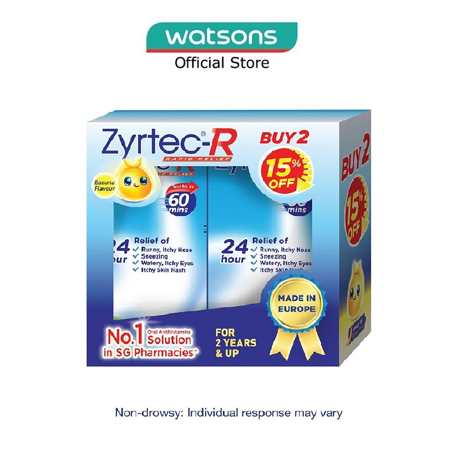 ZYRTEC No.1 Rapid Relief Oral Antihistamine Solution Banana Flavour ...