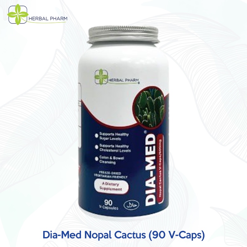 Herbal Pharm Dia-Med Nopal Cactus 90 V- Capsules, Regulates Blood Sugar ...