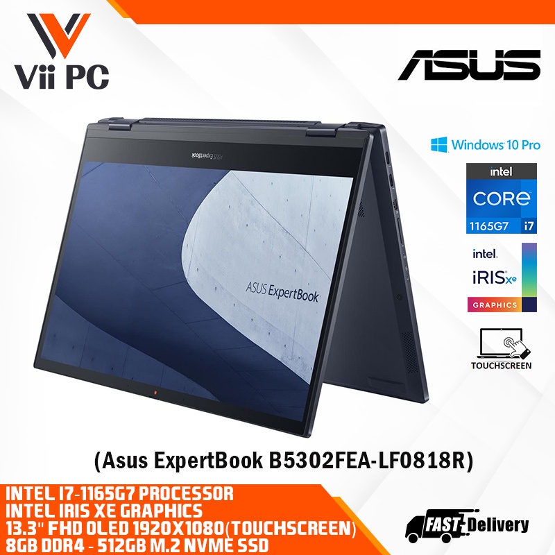 ASUS Expertbook B5 Flip | 13.3" | FHD OLED | i7-1165G7 | 8GB Ram | 512GB | Win 10 Pro Laptop ...