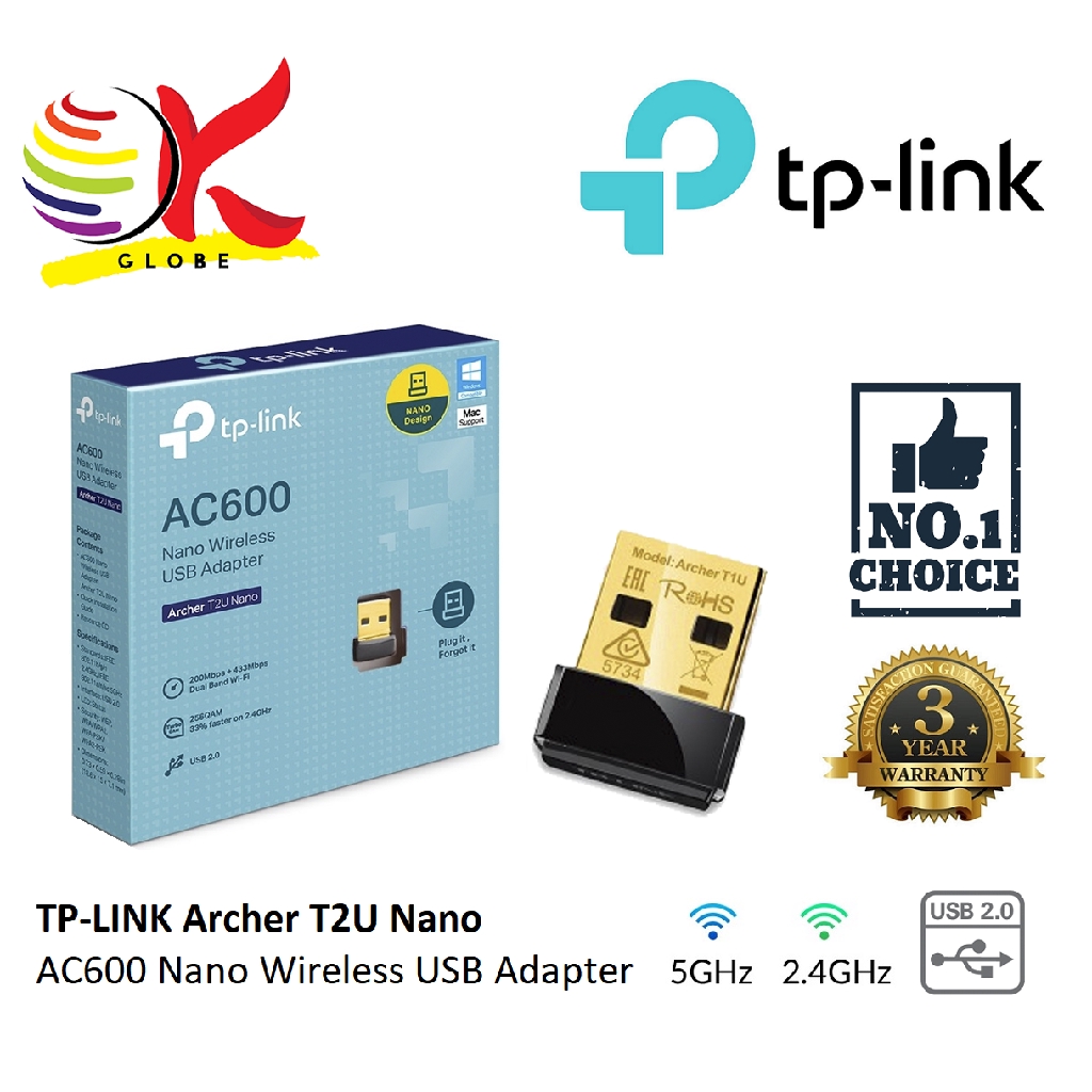 TP-LINK ARCHER T2U NANO AC600 NANO WIRELESS USB ADAPTER WITH HIGH SPEED ...
