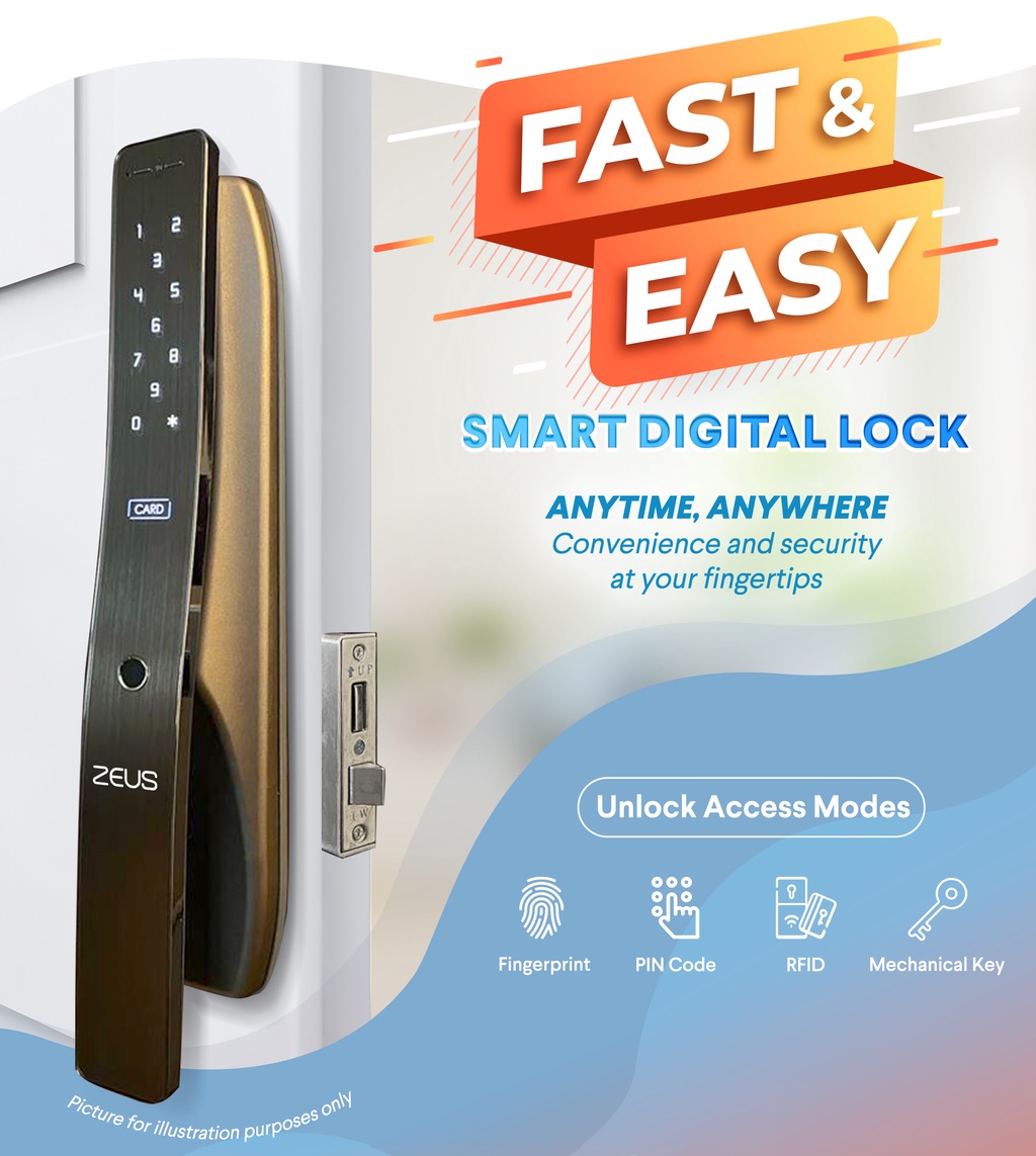 SG Ready Stock Zeus Z-10 Digital Door Lock / Three way to unlock ...
