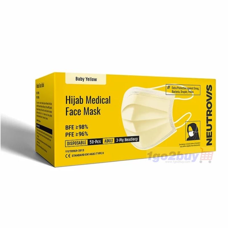 Neutrovis Premium Hijab Medical Face Mask 10Pcs / 50Pcs 3 Ply Headloops ...