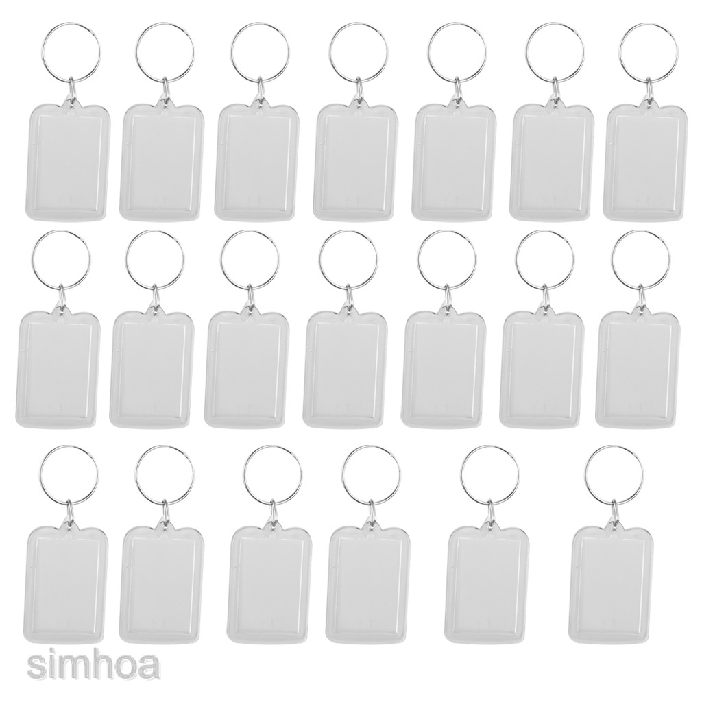 Lot of 20 Acrylic Blank Keyrings Photo Insert Keychain Picture Frame ...