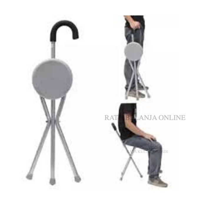 2 in 1 Folding Sitting Stick Elderly Chair Cane BEST RBO Umrah Prayer ...