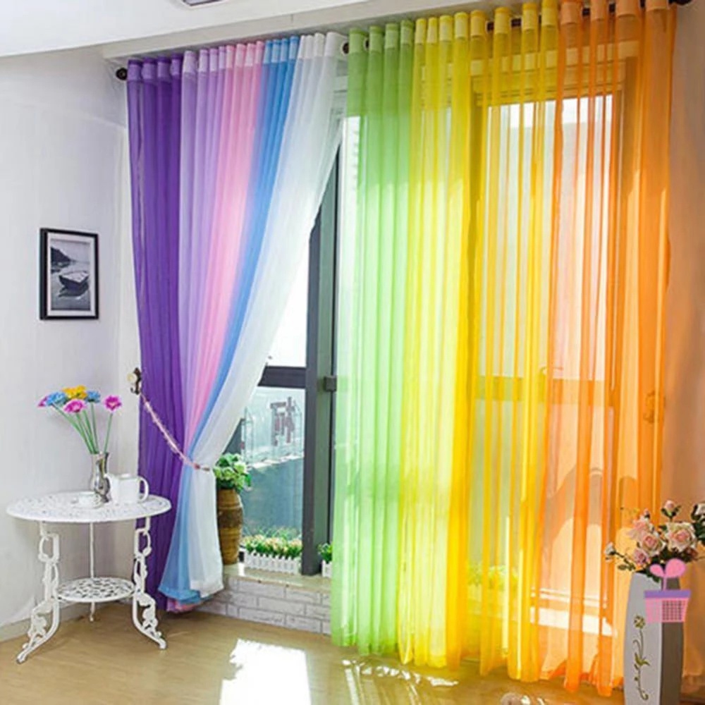 200*100 Cm Candy Color Transparent Tulle Door Window Curtain/ Living ...