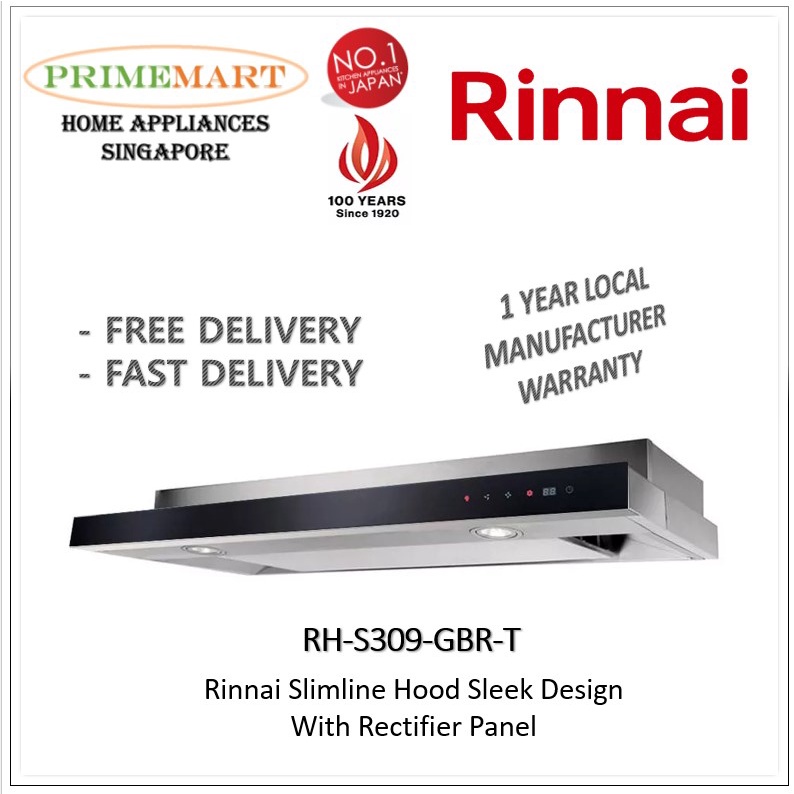 Rinnai RH-S309-GBR-T Slimline Hood Sleek Design with Rectifier Panel *2 YEARS LOCAL WARRANTY ...