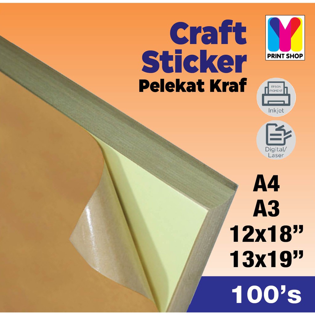 Sticker Kraf 100pcs A4 Label A3 Sticker Crafts Sticker Self-Adhesive ...