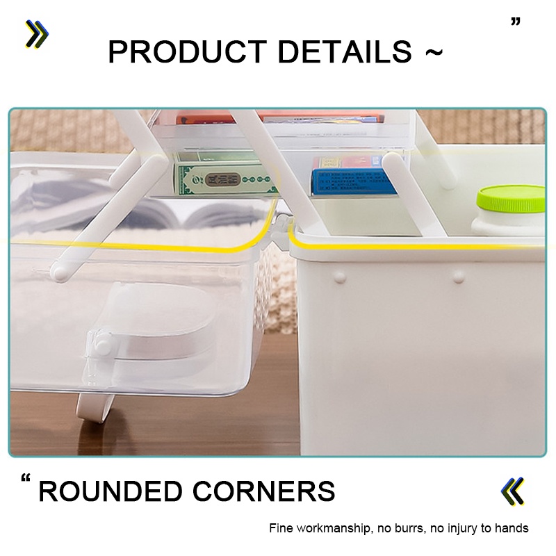 Large Capacity Family Medicine Organizer Box Portable First Aid Kit ...