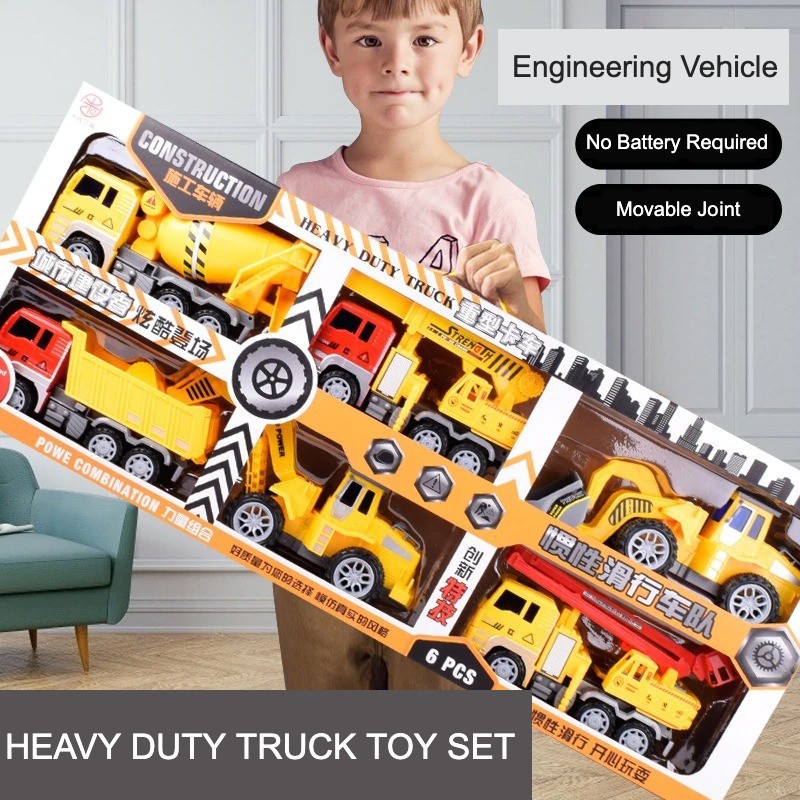 4PCS Set Large Children Construction Truck Toy Set Fire Truck ...