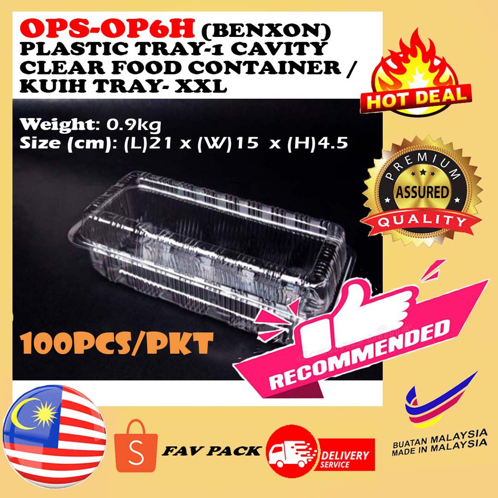 OPS-OP6H (BENXON) Plastic Food Tray without Lock / Disposable Clear ...