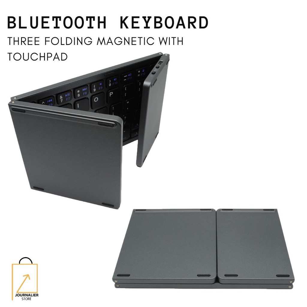 Keyboard Bluetooth Three Folding Magnetic With Touchpad Gray Wireless ...