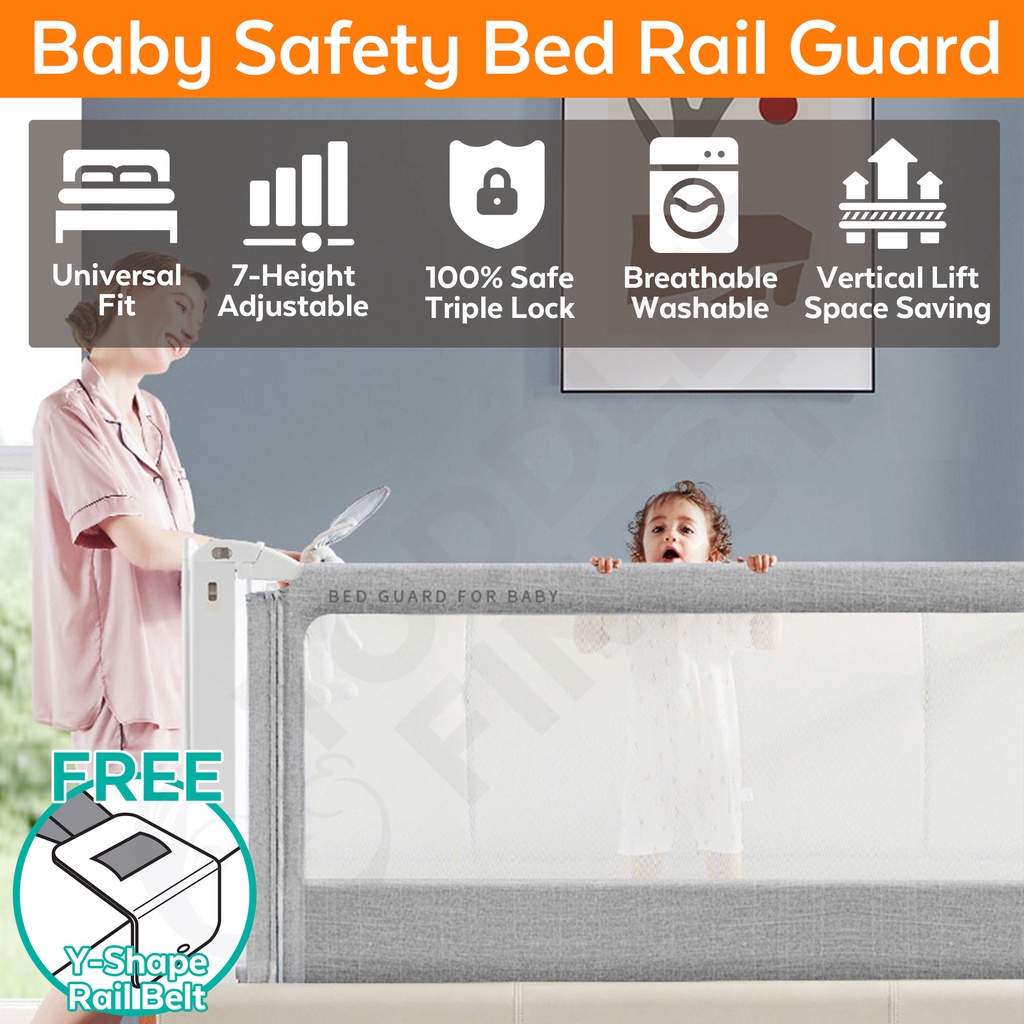 Baby Bed Rail Guard Fence - Safety Bedrail Side Bumper - Vertical Lift ...