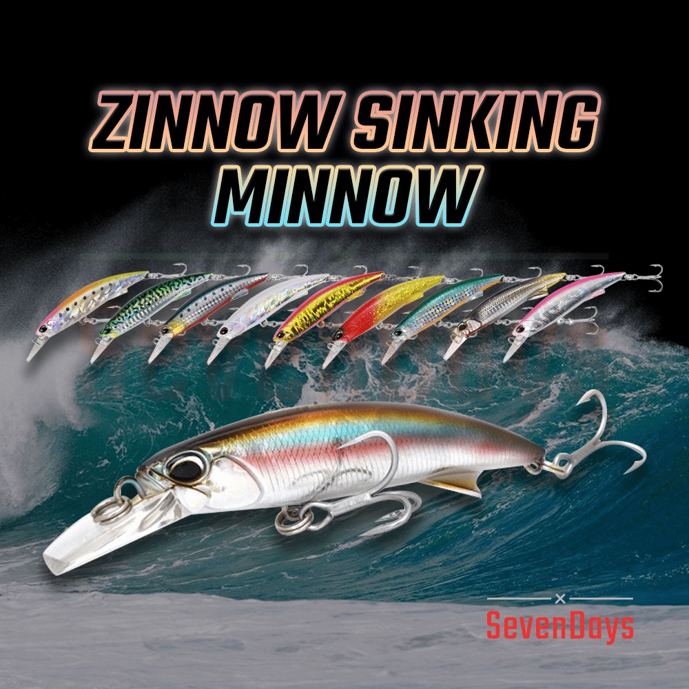 Zinnow Sinking Minnow Pintail Fishing Lure Bait Casting Pancing Laut Tenggiri Umpan Toman Siakap ...