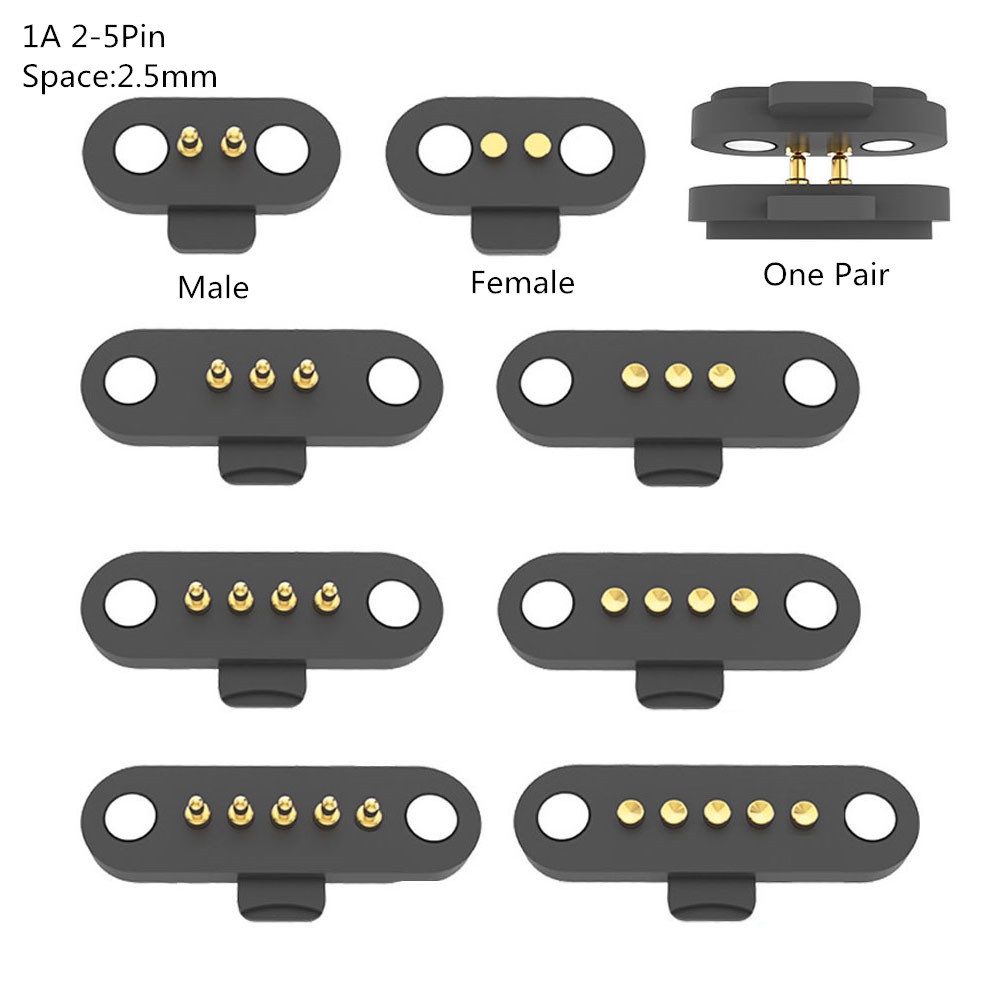 1pair 2345p 12v 1a Waterproof Magnetic Pogo Pin Connector Pogopin Male Female 25 Mm Spring