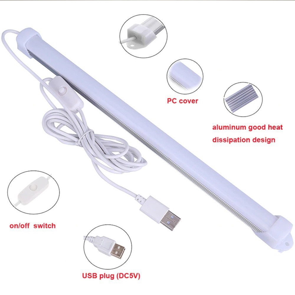 【Ready Stock】18/35/52cm USB LED Light Portable Tube Strip Mount Hang ...