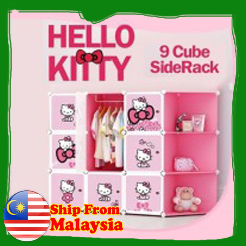 HELLO KITTY DIY Rack Storage Cabinet Wardrobe Corner Rack With Almari ...