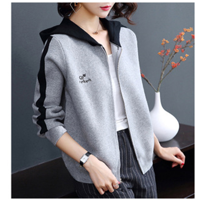 Women Velvet Hooded Jacket Fleece Long Sleeve Loose Casual Zip Jacket ...