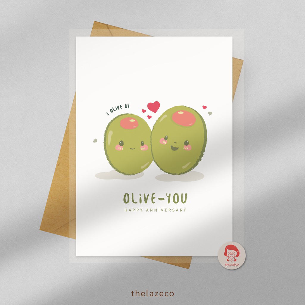 "I OLIVE YOU" Happy Anniversary Card | Shopee Singapore