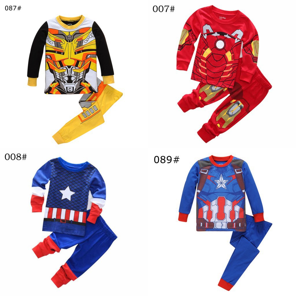 2-7 Years Kids Pajamas Set Iron man Cartoon Clothing Sets Sleepwear ...