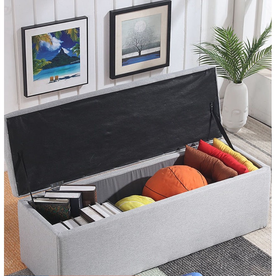 Simple Trendy Multi-functional Light Gray Storage Stool | Shopee Singapore