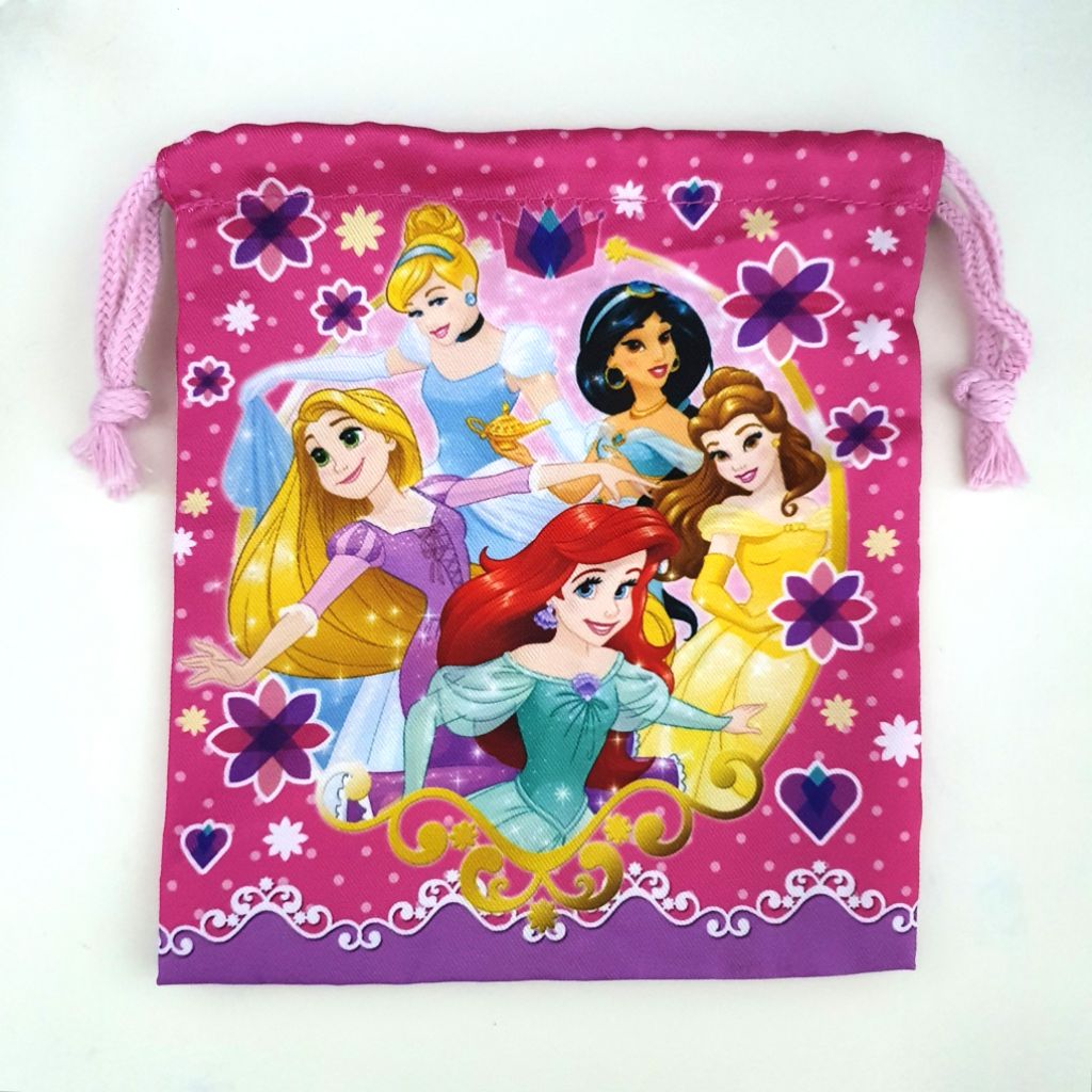 Disney Princess Cinderella Rapunzel Ariel Jasmine Belle Drawstring Bag ...
