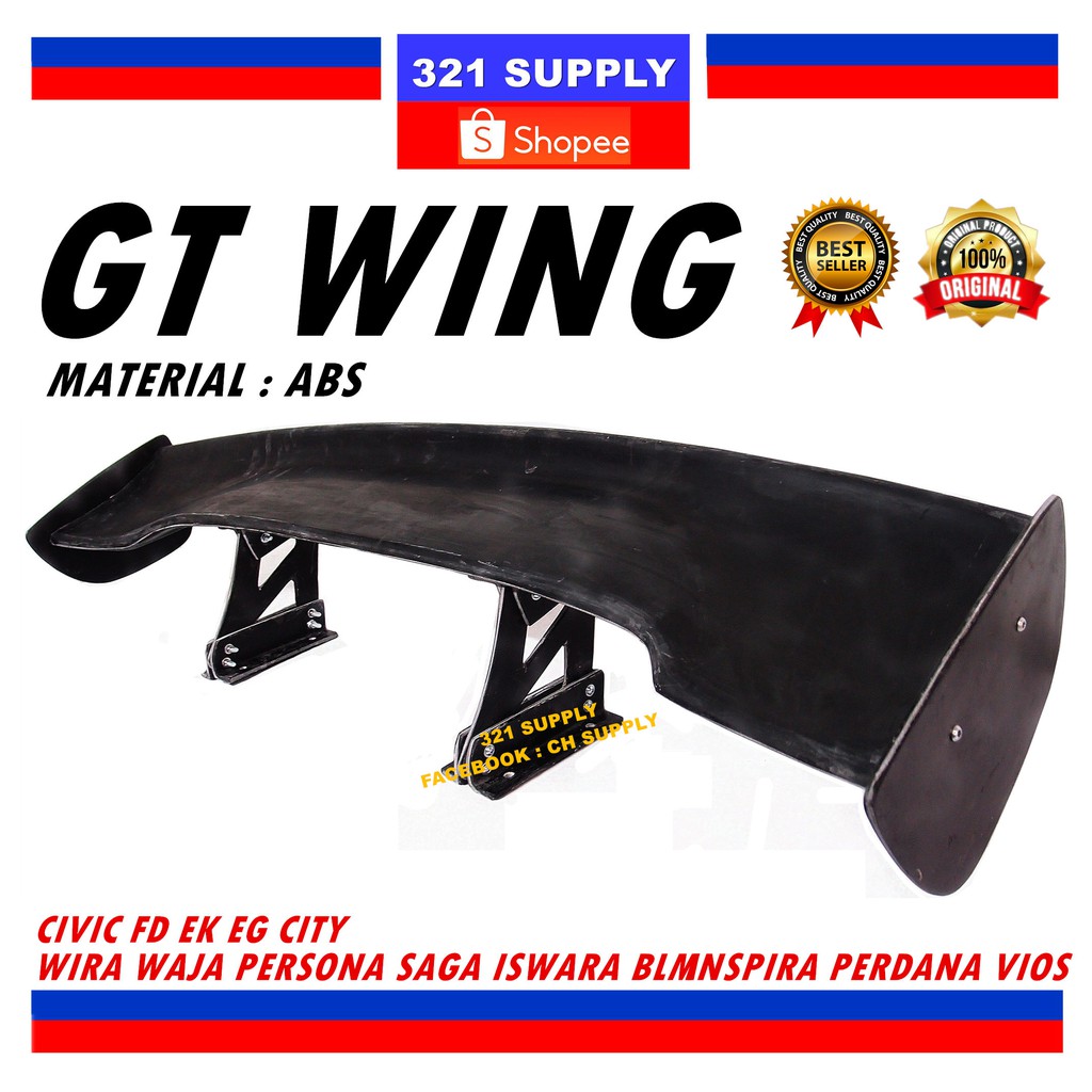 GT WING SPOILER H2 ABS // UNIVERSAL SEDAN CAR WIRA WAJA PERSONA SAGA ...