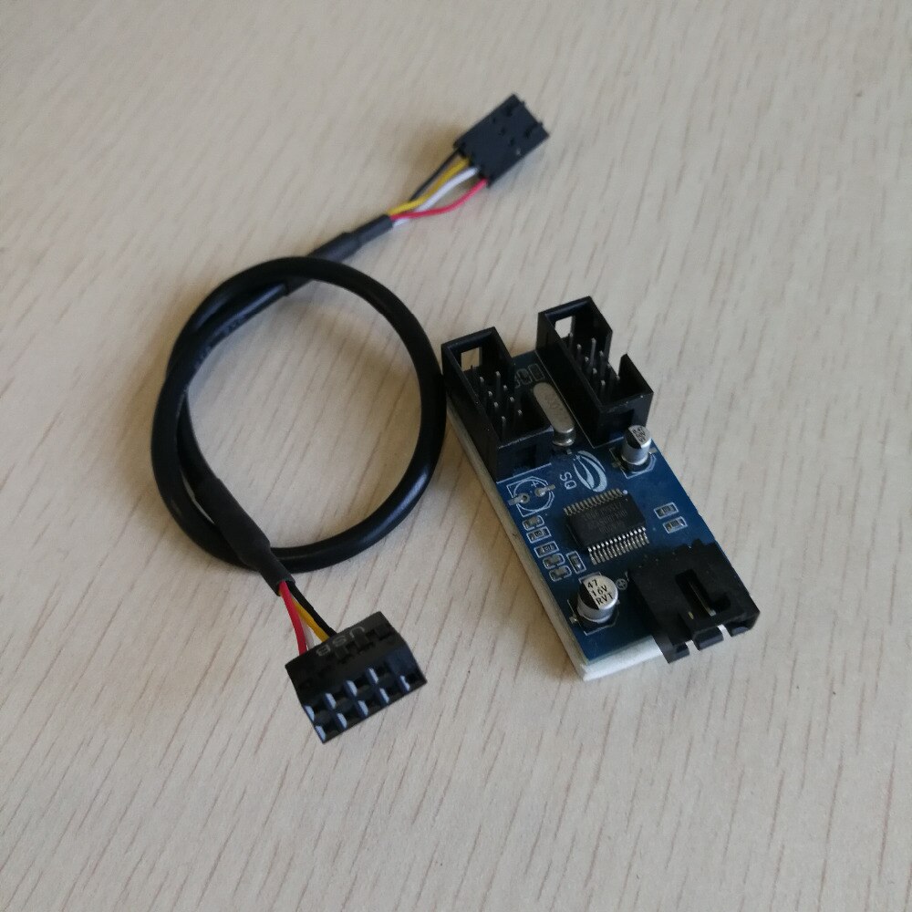 PC Case Internal 9Pin female USB 2.0 to 2 port 9p male Splitter PCB ...