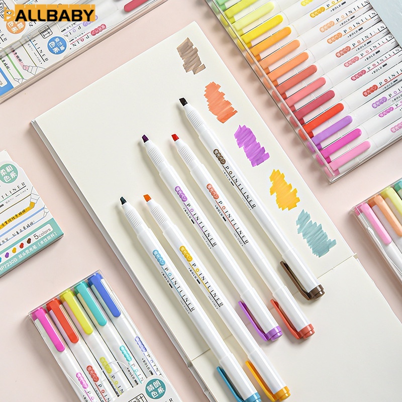 5Pcs/set double-headed light color highlighter soft candy color set ...